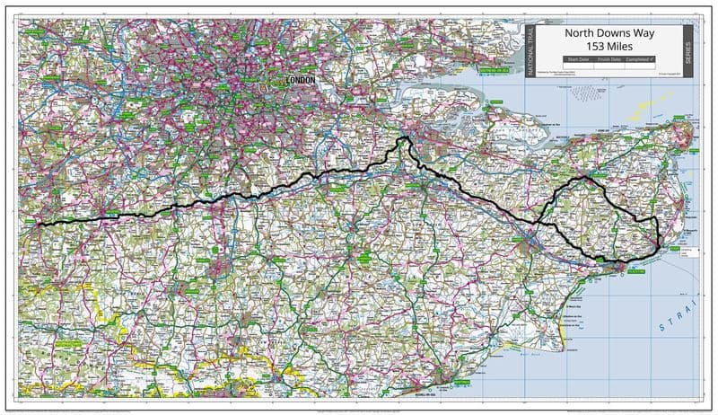 North Downs Way - Wall Map