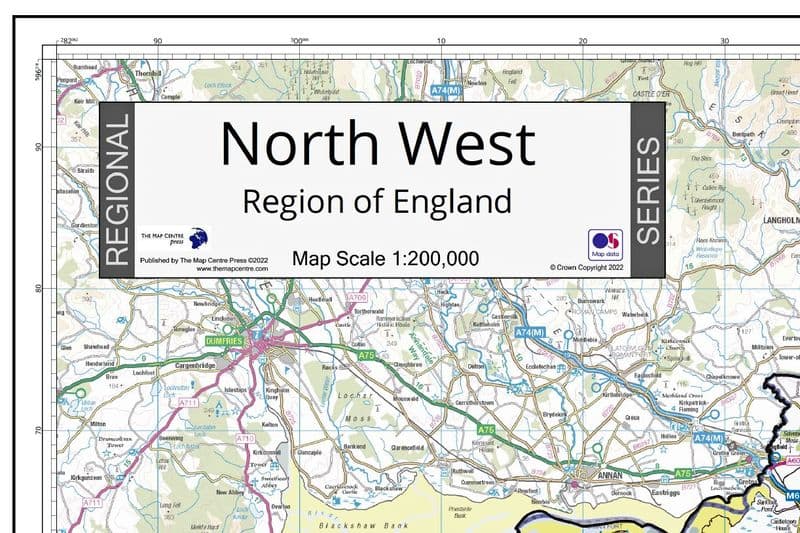 North West - Region of England Wall Map