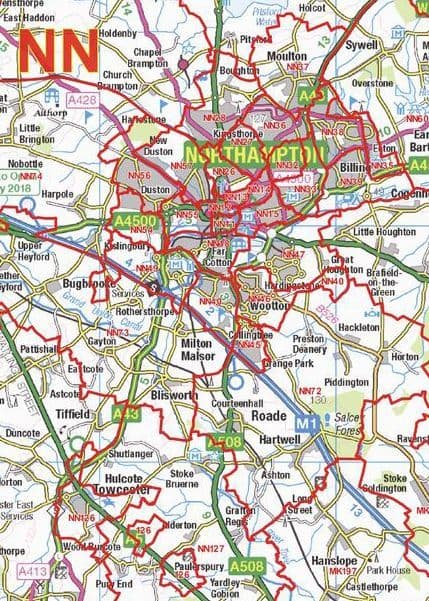 Northampton - NN - Postcode Sector Wall Map
