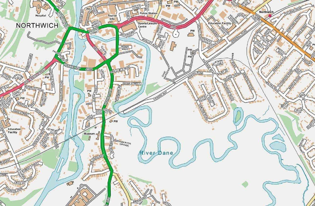 Northwich Street Map