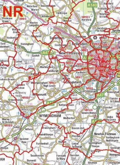 Norwich - NR - Postcode Sector Wall Map
