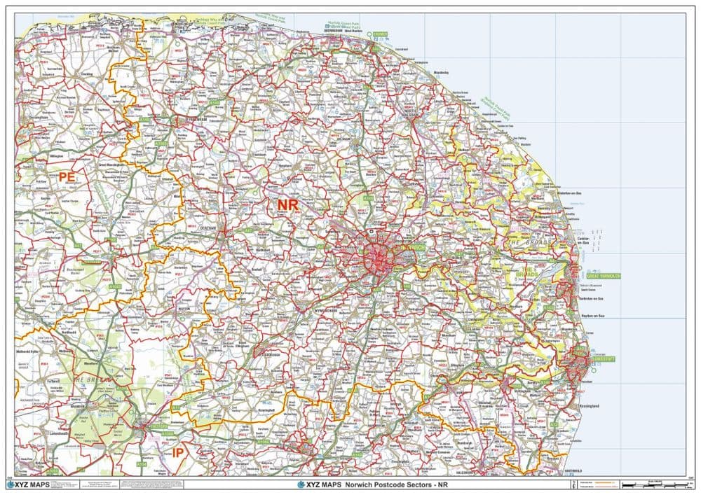 Norwich - NR - Postcode Sector Wall Map