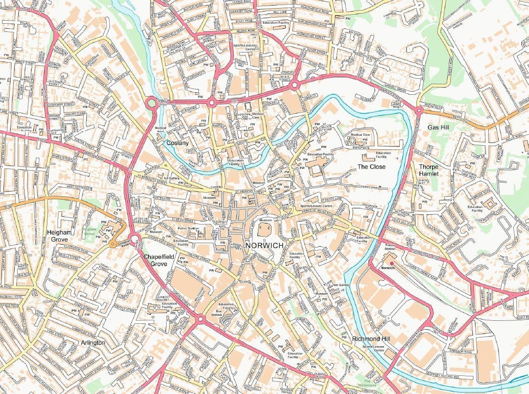 Norwich Street Map