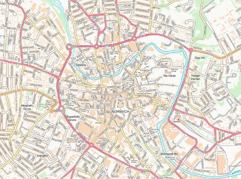 Norwich Street Map