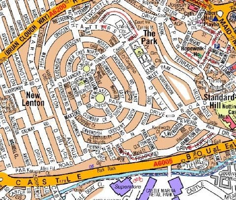 Nottingham City Centre A-Z Street Wall Map