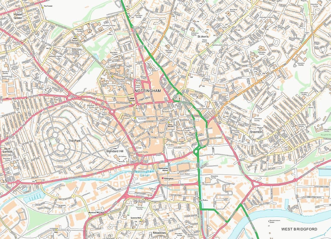 Nottingham Street Map