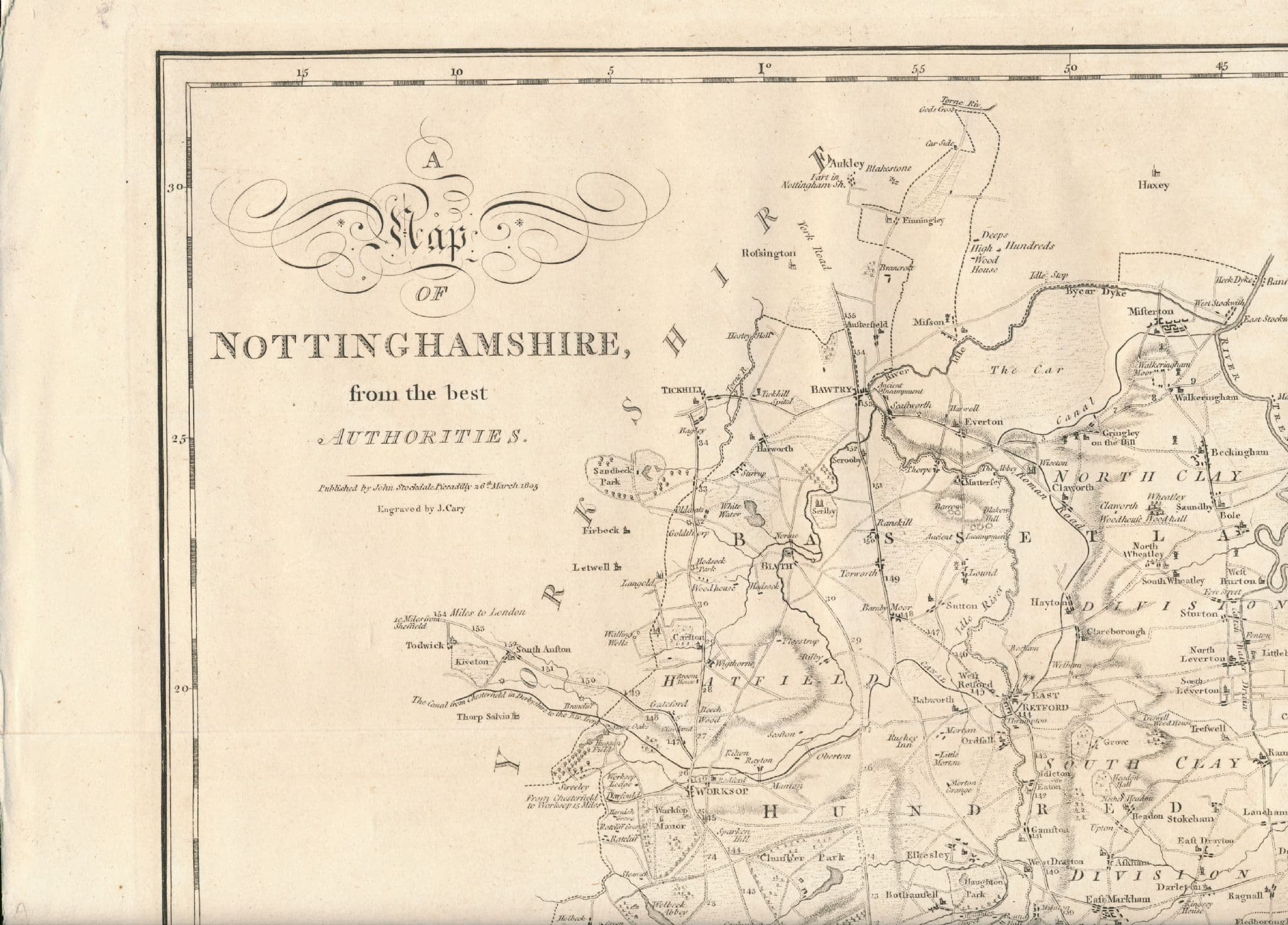 Nottinghamshire (large) by John Cary 1805