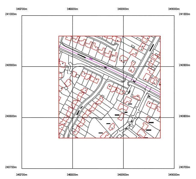 Ordnance Survey DWG or DXF Vector data - 200m x 200m (4Ha)