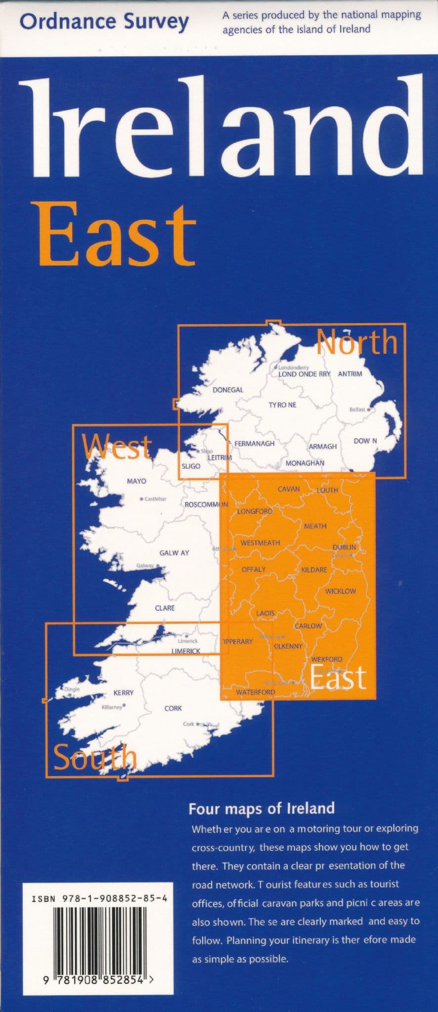 Ordnance Survey Ireland Road Map - East - 1 250 000