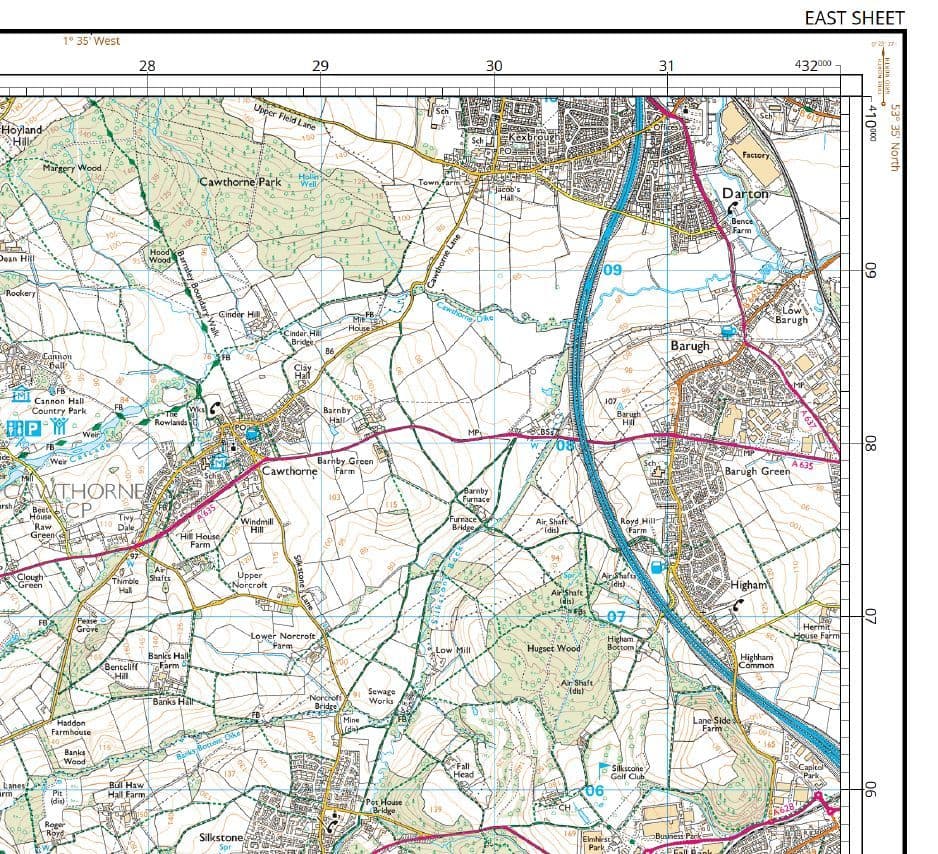 Ordnance Survey OL 1 The Peak District - EAST Sheet FLAT