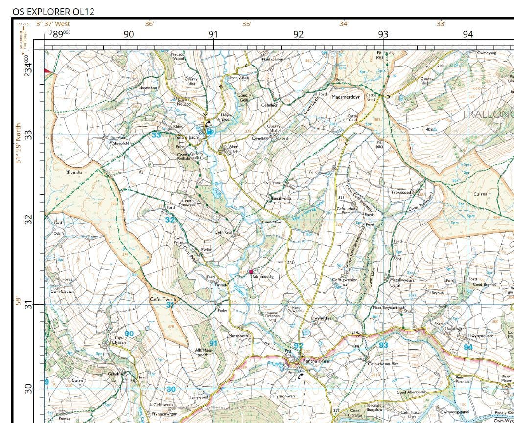 Ordnance Survey OL 12 Brecon Beacons Western - East Side - FLAT