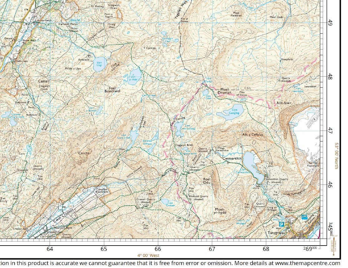Ordnance Survey OL 17 Snowdon & Conwy Valley - West Side FLAT