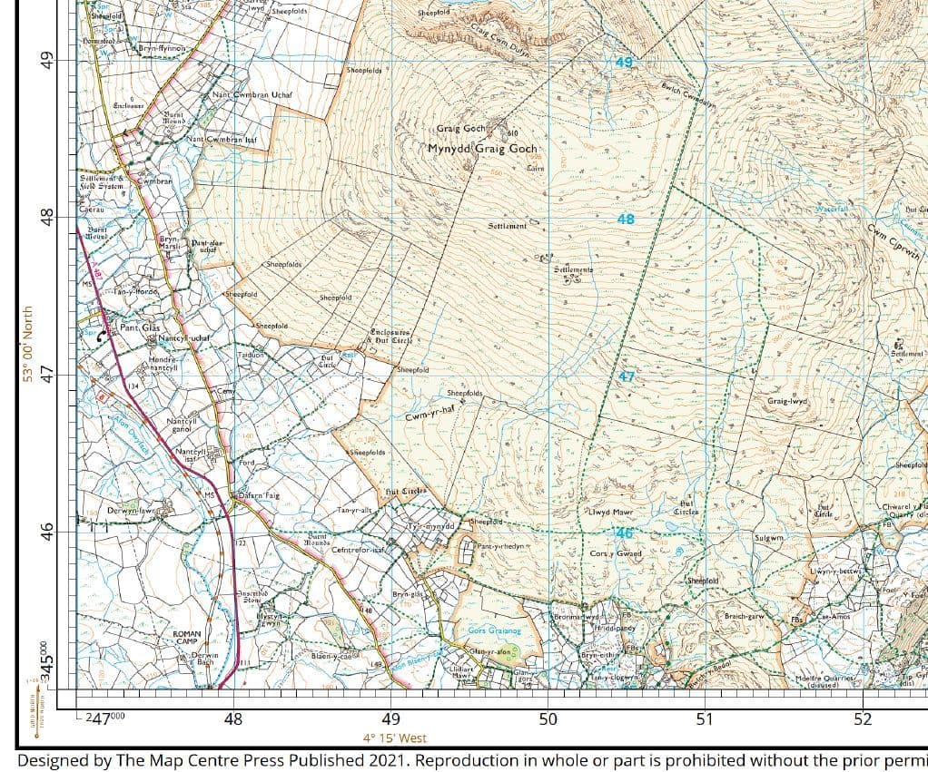 Ordnance Survey OL 17 Snowdon & Conwy Valley - West Side FLAT