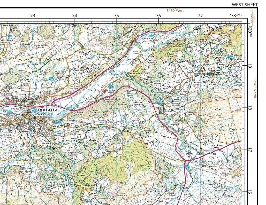 Ordnance Survey OL 23 Cadair Idris & Llyn Tegid - West Side FLAT