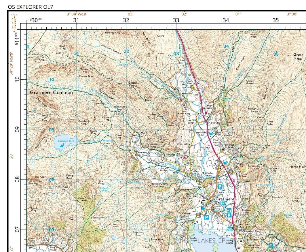 Ordnance Survey OL 7 English Lakes - South East - NORTH Sheet FLAT