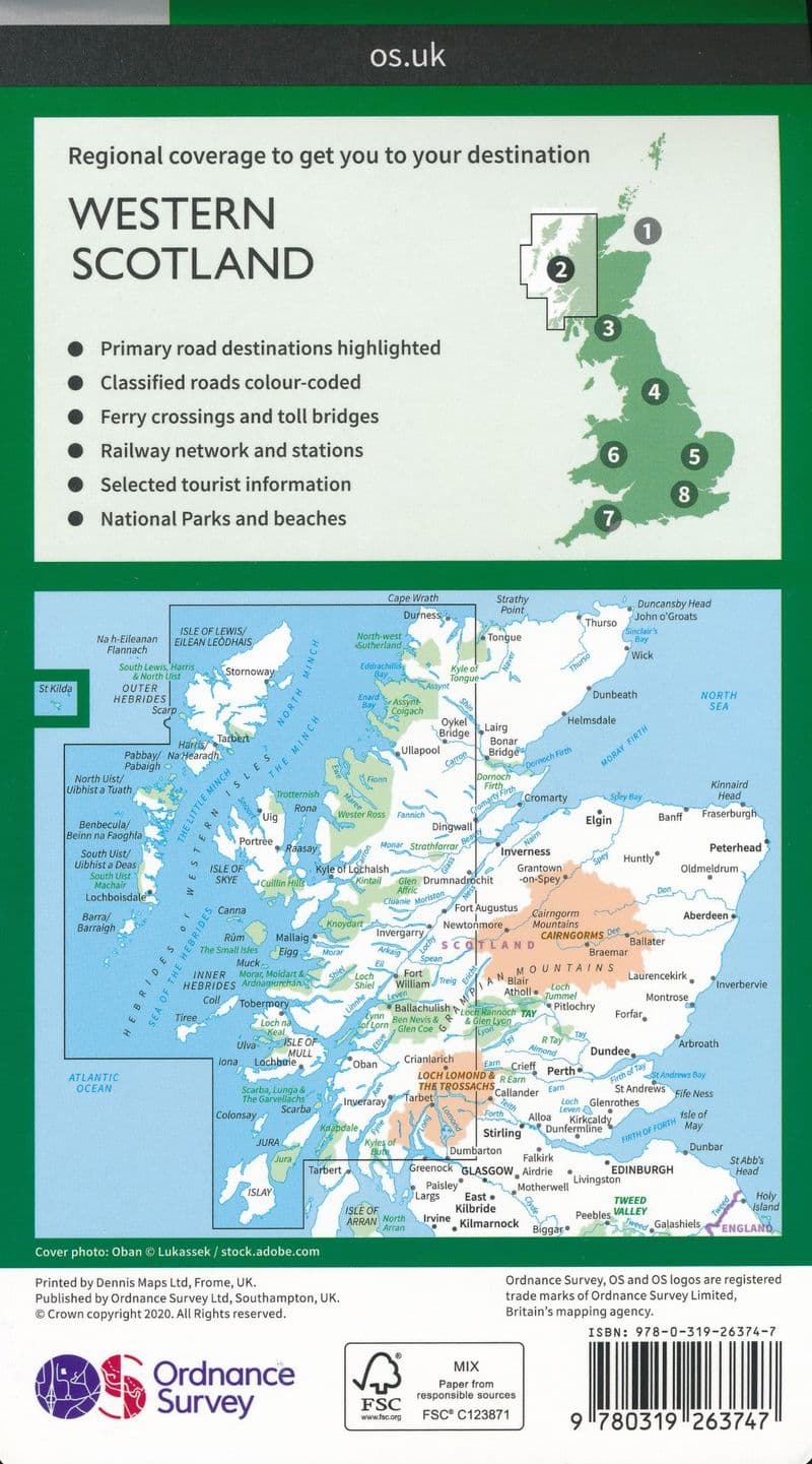 Ordnance Survey Road Map 2 - Western Scotland