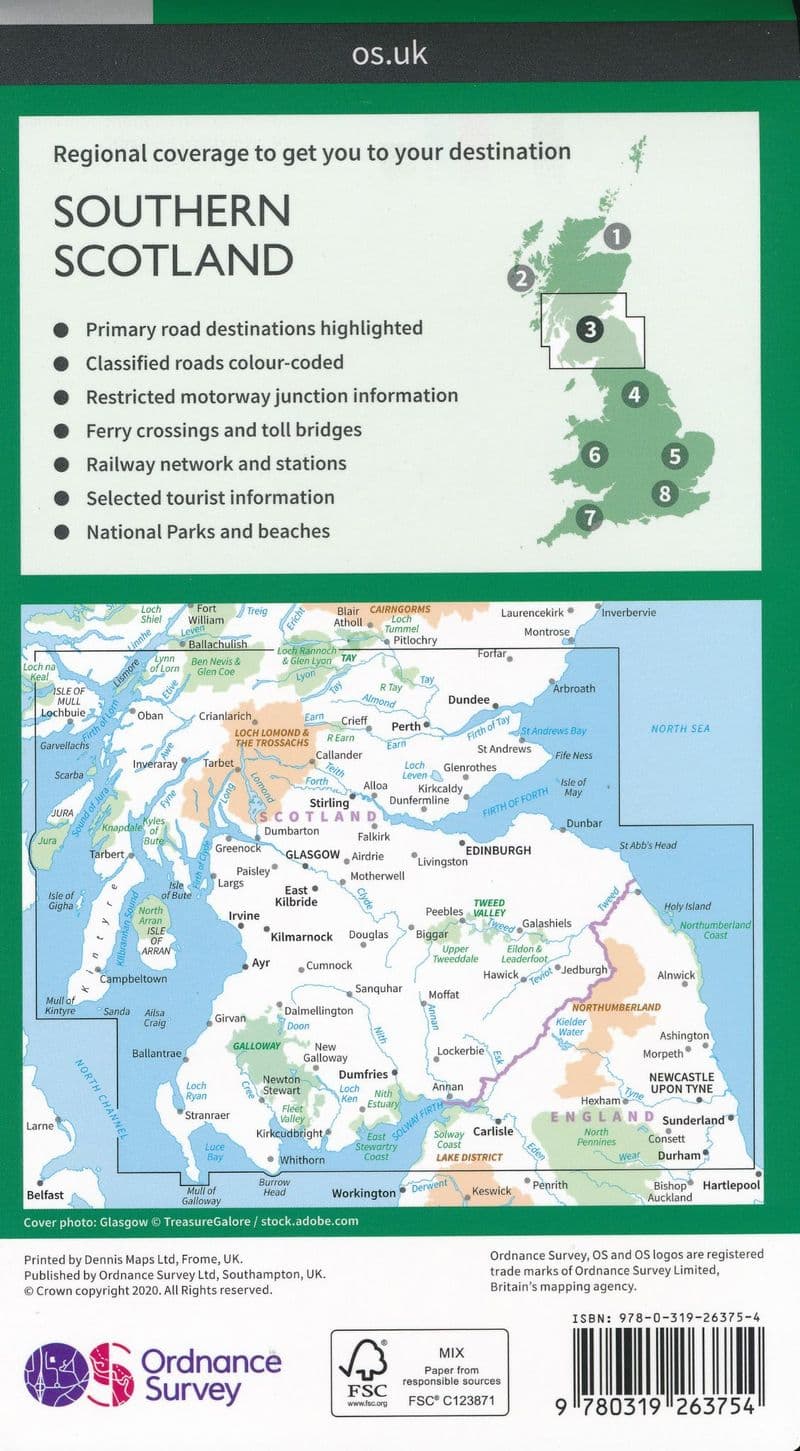 Ordnance Survey Road Map 3 - Southern Scotland