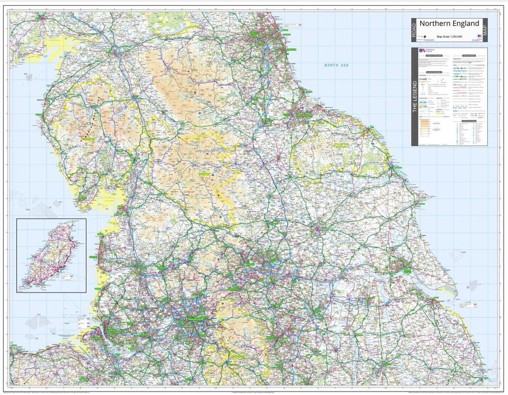 Ordnance Survey Road Map 4 - Northern England - Wall Map - 2024