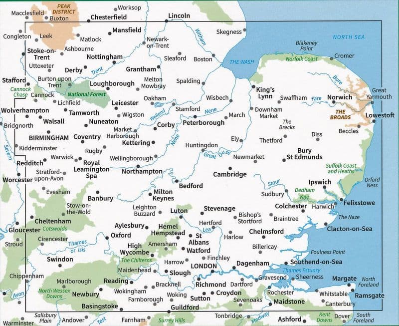 Ordnance Survey Road Map 5 - East Midlands & East Anglia