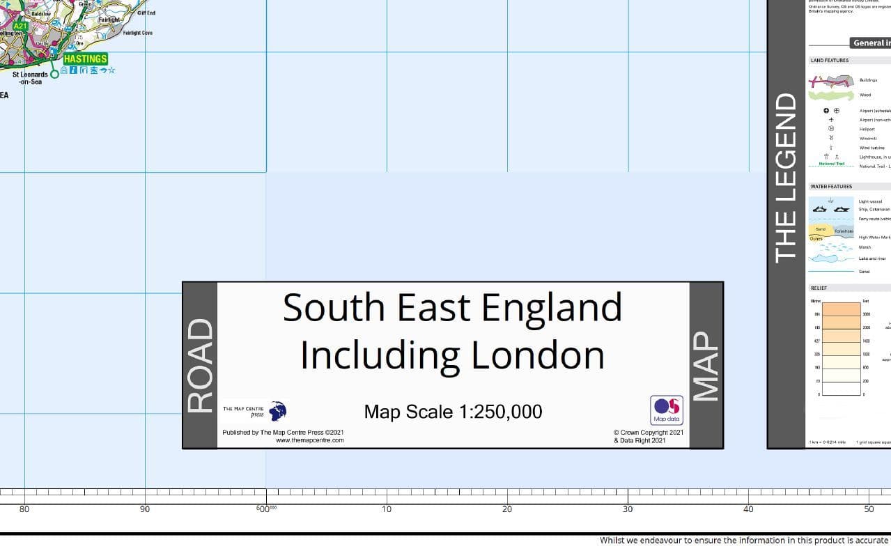 Ordnance Survey Road Map 8 - South East England Including London - Wall ...