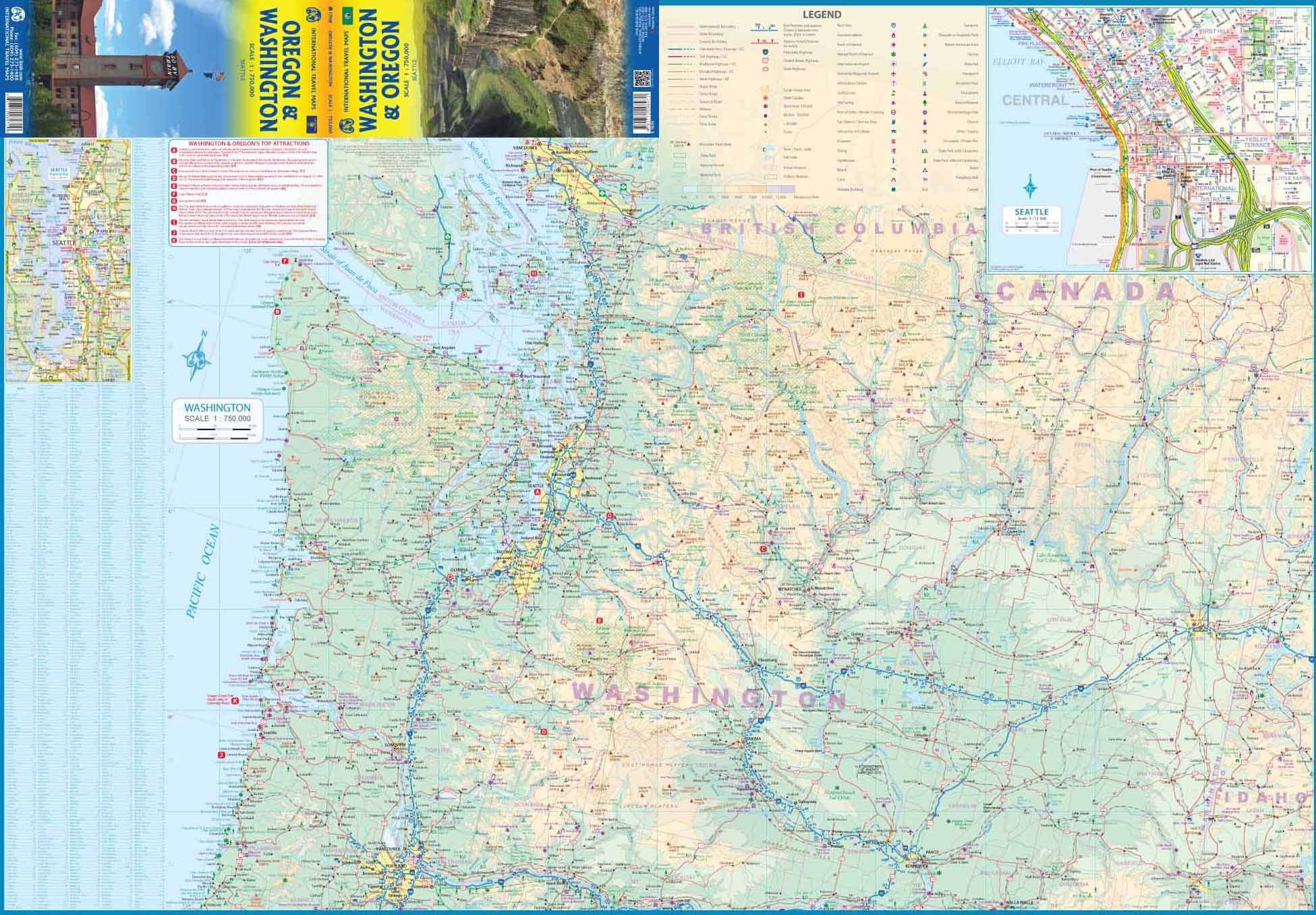 Oregon & Washington State Travel Map