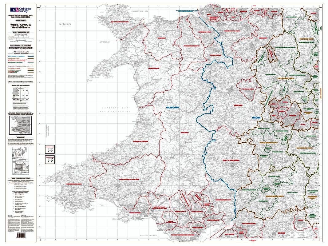 OS Administrative Boundary Map Local Government - Sheet 7 - Wales and ...
