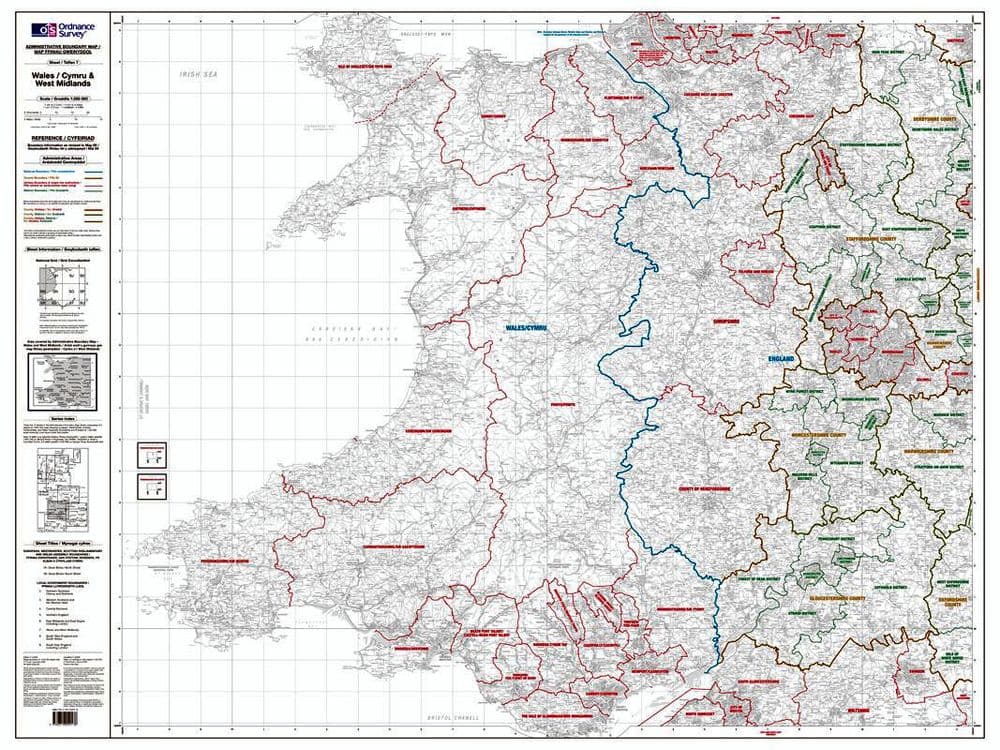 OS Administrative Boundary Map Local Government - Sheet 7 - Wales and ...