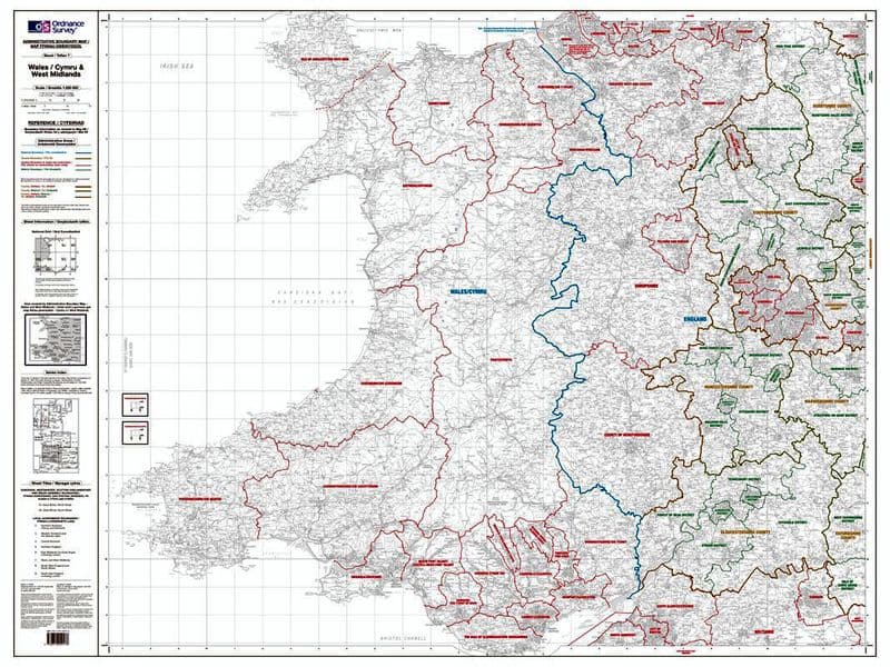 OS Administrative Boundary Map Local Government - Sheet 7 - Wales and ...