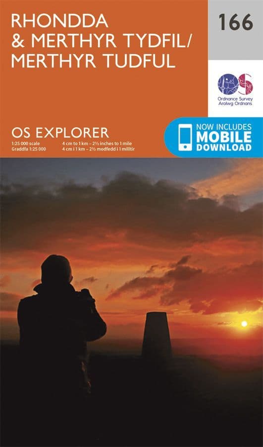 OS Explorer 166 - Rhondda & Merthyr tydfil / Merthyr Tudful