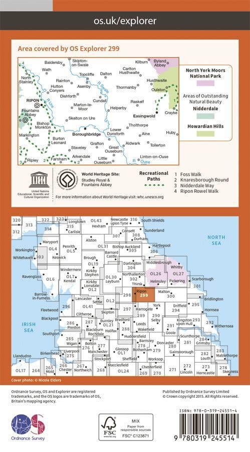 OS Explorer 299 - Ripon Boroughbridge and Easingwold