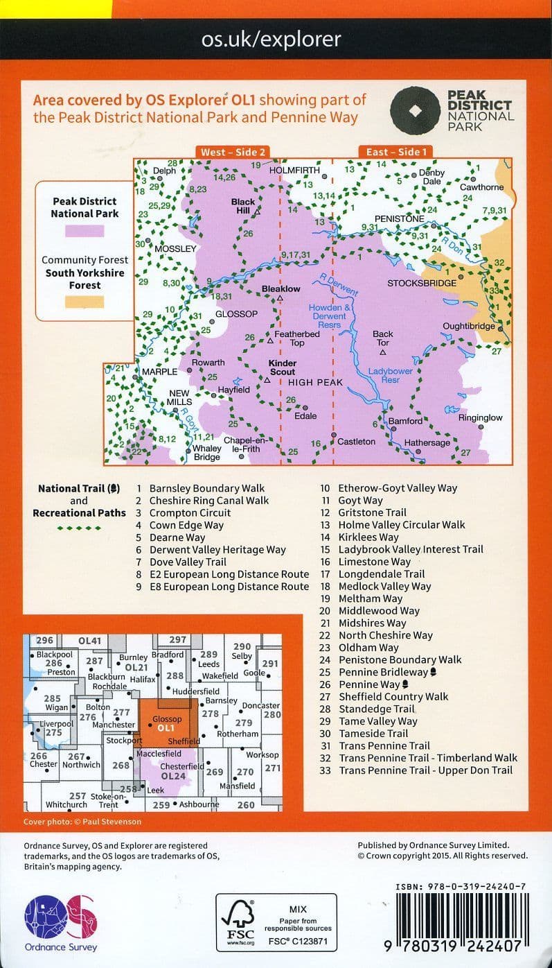 OS Explorer OL 01 The Peak District