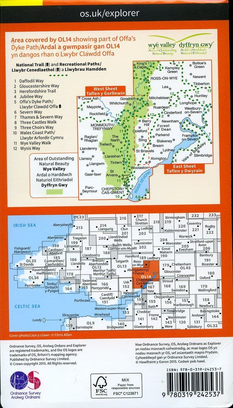 OS Explorer OL 14 Wye Valley & Forest of Dean
