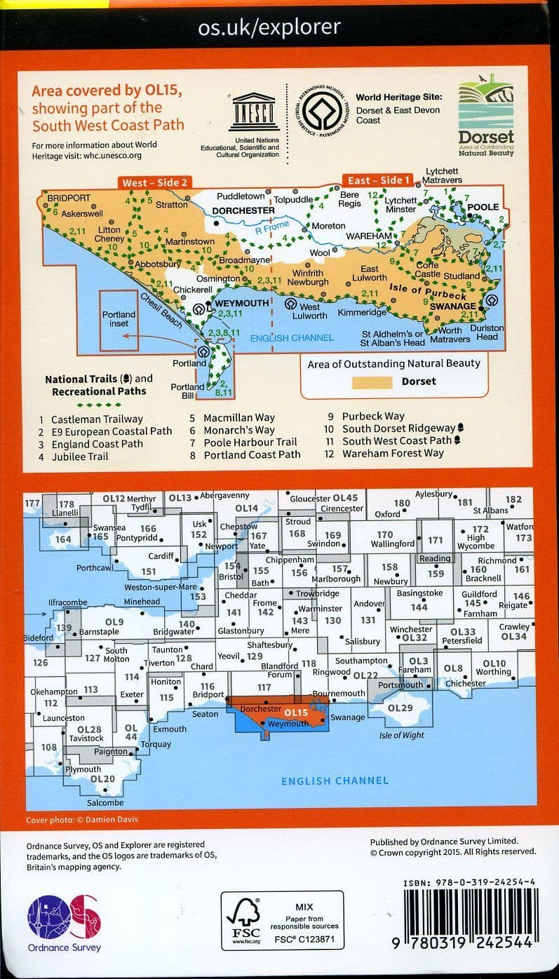OS Explorer OL 15 Purbeck & South Dorset