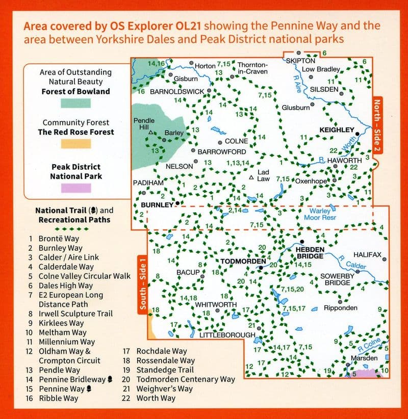 OS Explorer OL 21 South Pennines