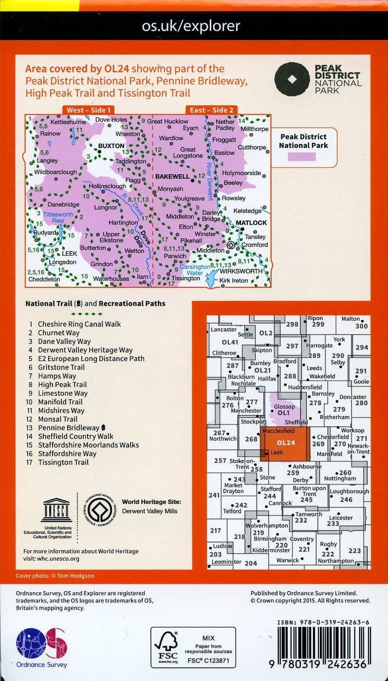 OS Explorer OL 24 The Peak District