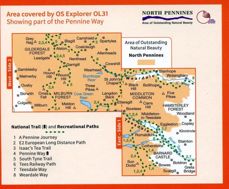 OS Explorer OL 31 North Pennines