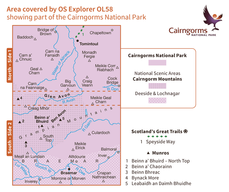 OS Explorer OL 58 Braemar & Tomintoul & Glen Avon