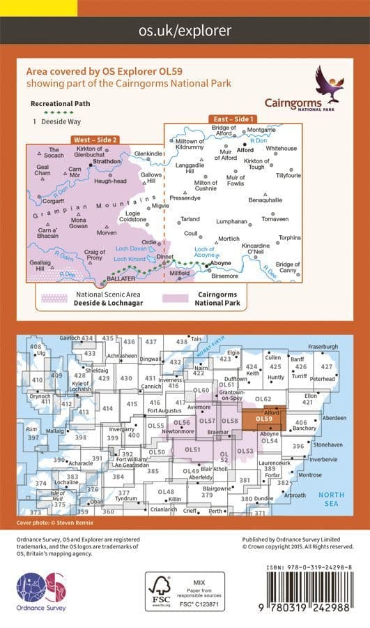 OS Explorer OL 59 Aboyne Alford & Strathdon