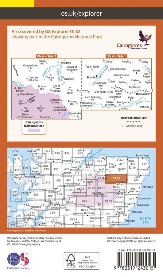 OS Explorer OL 62 Correen Hills & Glenlivet