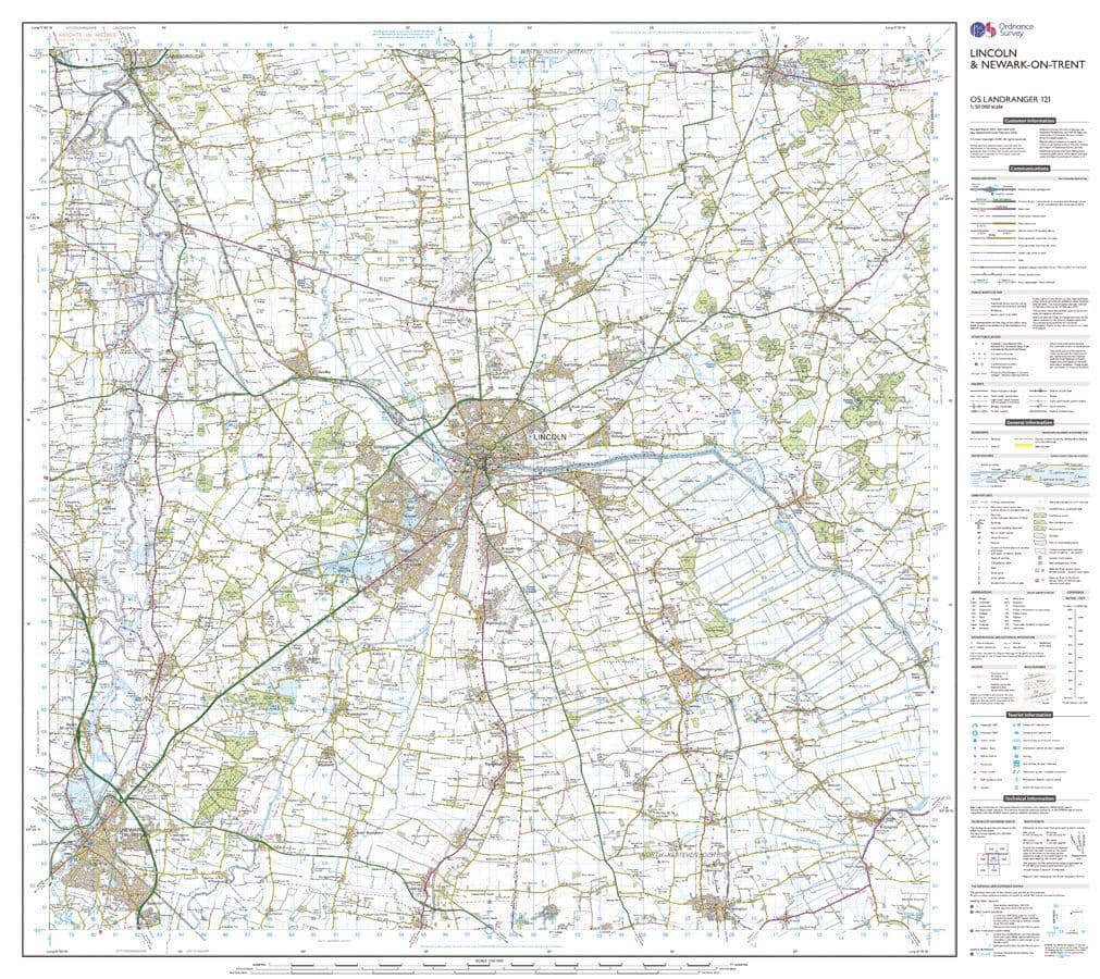 OS Landranger 121 Lincoln and Newark on Trent