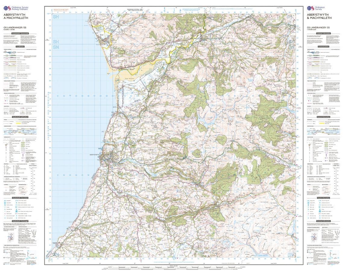 OS Landranger 135 Aberystwyth and Machynlleth