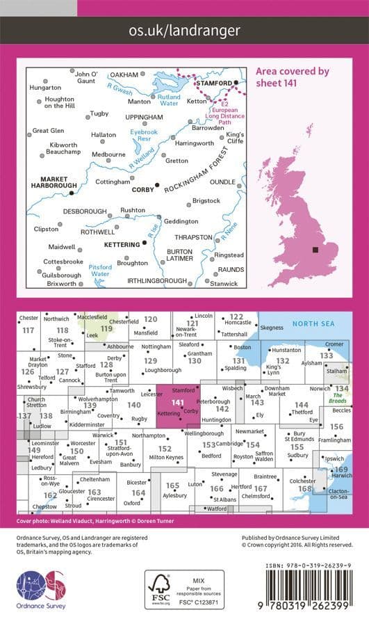 OS Landranger 141 kettering and Corby