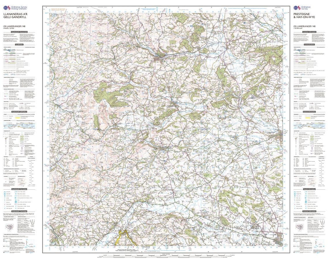 OS Landranger 148 Presteigne and Hay on Wye