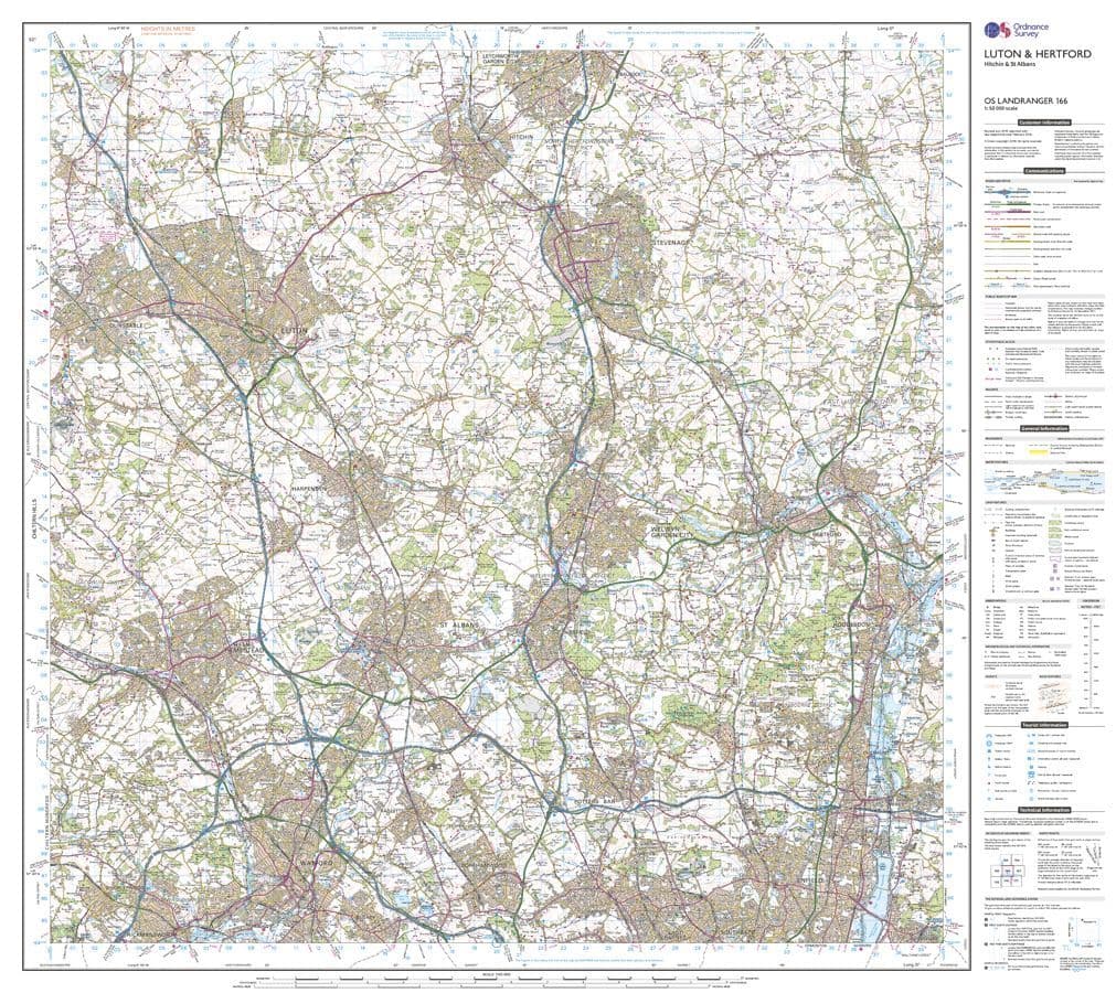 OS Landranger 166 Luton and Hertford