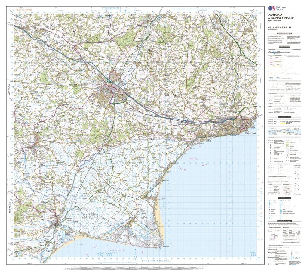 OS Landranger 189 Ashford and Romney Marsh