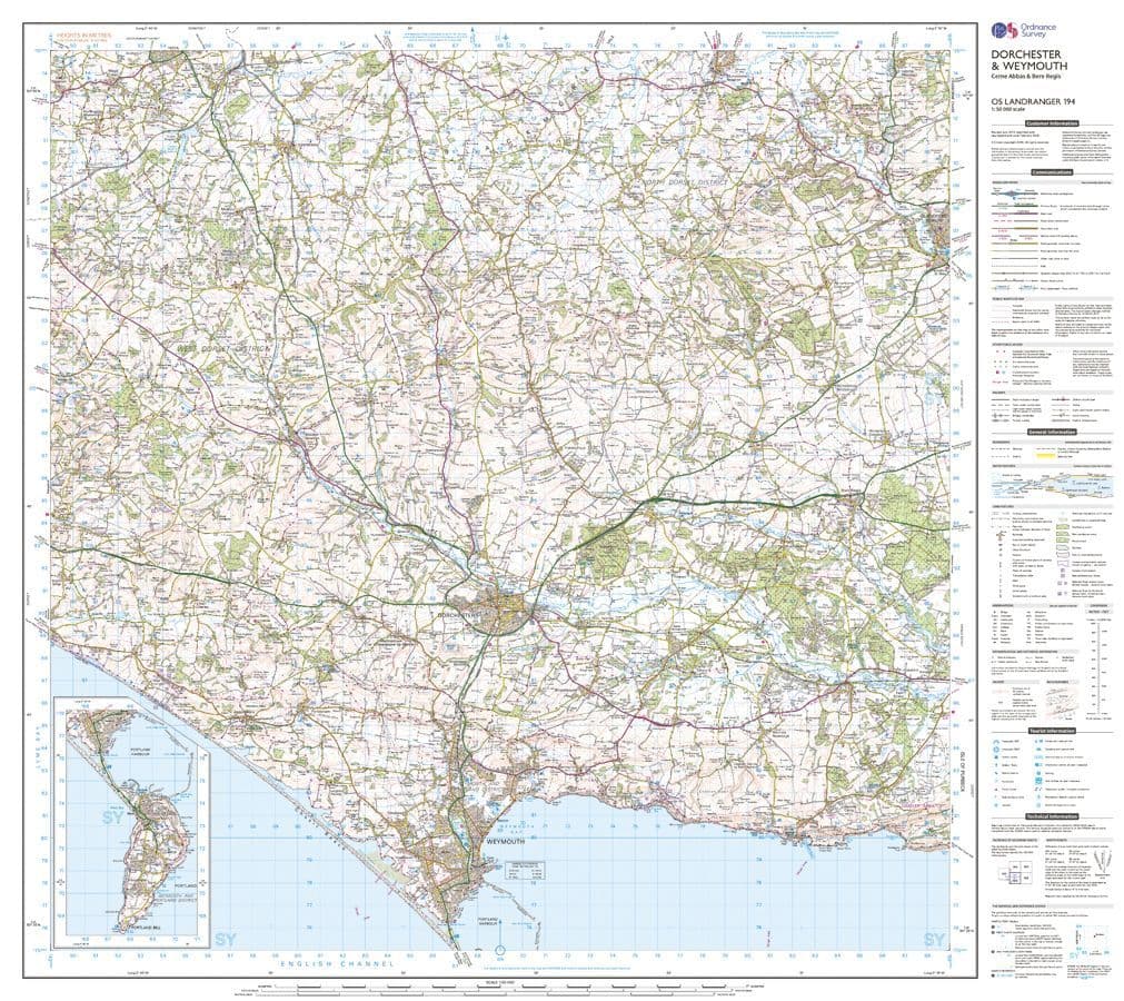 OS Landranger 194 Dorchester and Weymouth