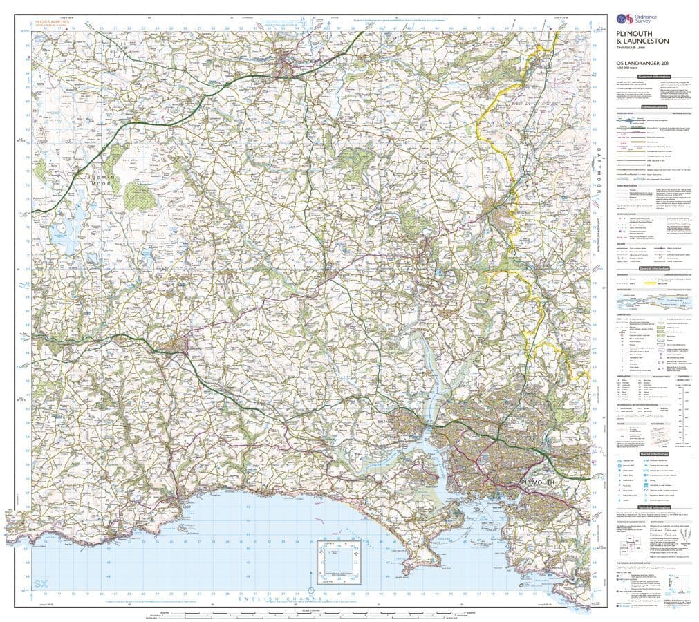 OS Landranger 201 Plymouth and Launceston