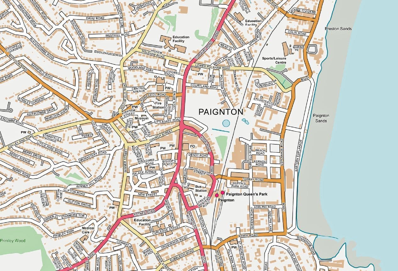 Paignton Street Map
