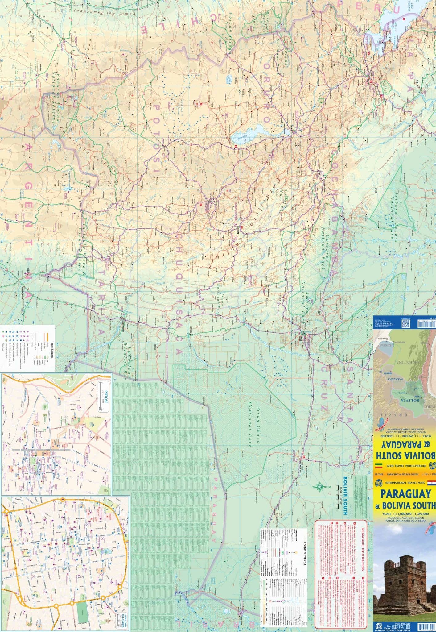 Paraguay & Southern Bolivia Tourist Map - ITM