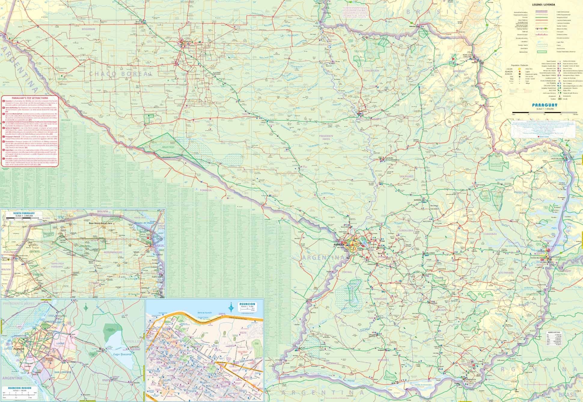 Paraguay & Southern Bolivia Tourist Map - ITM
